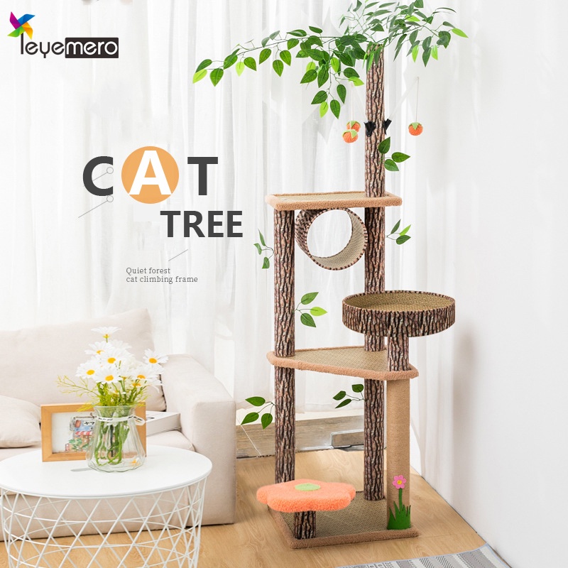 Tranquil Forest Cat Tree Tower Large Cat Climbing Frame Cat Furniture ...