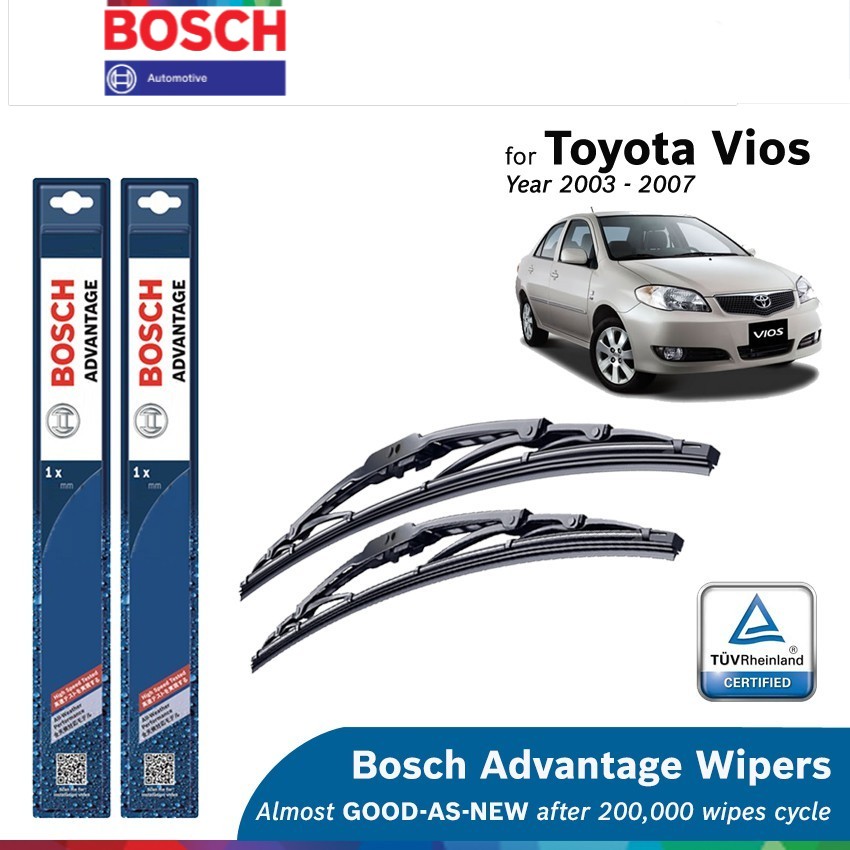 Bosch Advantage U Hook Wiper Set for Toyota Vios NCP42 (20"/14 ...