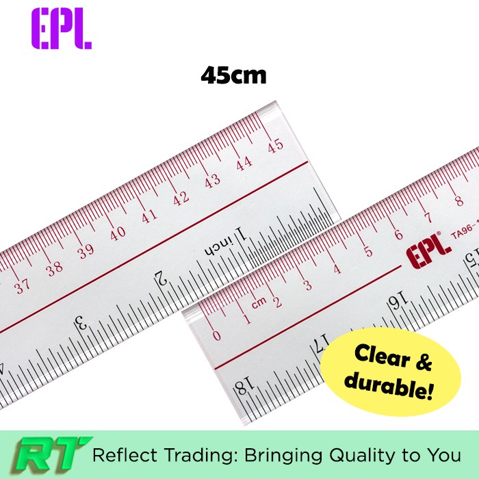 EPL Clear Acrylic Long Transparent Ruler with Metric and Imperial ...