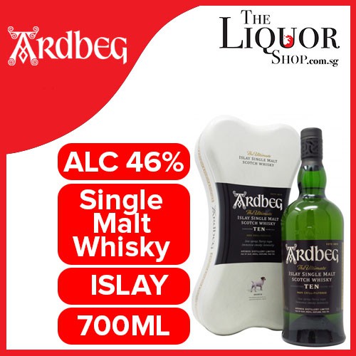 Ardbeg 10 Years Old Islay Single Malt Dog Bone Gift Box 46% (Local ...
