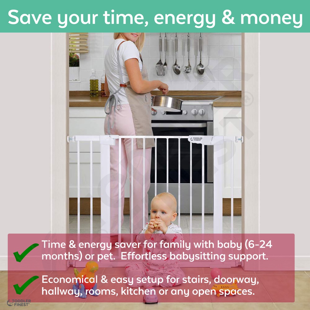 Auto Close Safety Baby Gate - Infant Kids Child Dog Cat Pet Guard Gates ...