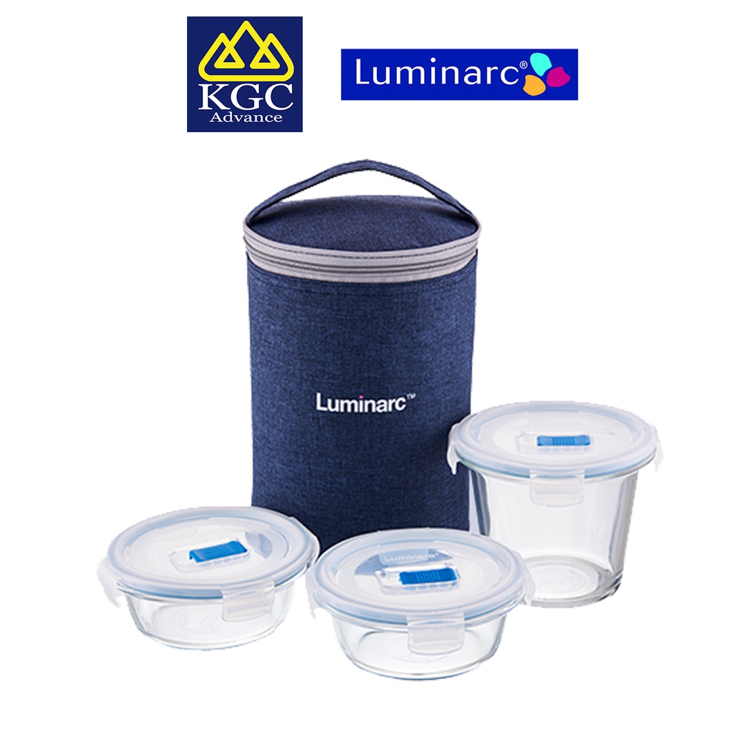 Luminarc Lunch Box S4P Purebox Round With Bag (4 Pcs) | Shopee Singapore