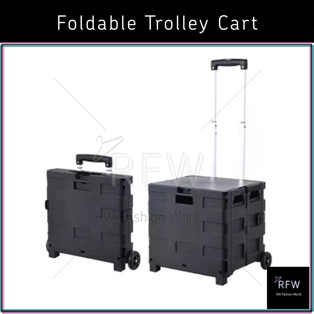 Foldable Trolley Cart / Troli Boleh Lipat dengan roda | Shopee Singapore