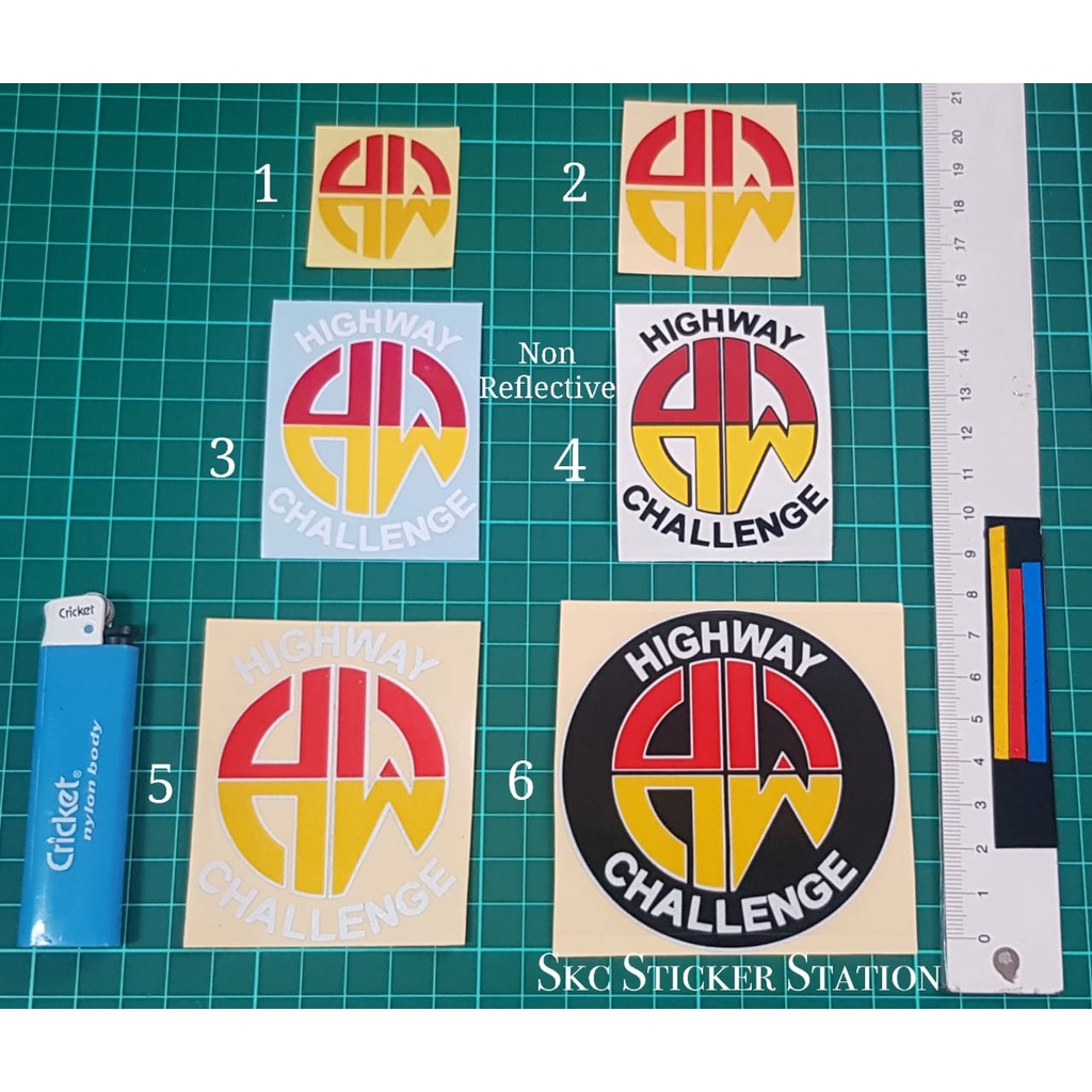 Highway Challenge (HW) Logo Overlapping Reflective & Non Reflective ...