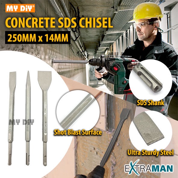 MYDIYSDNBHD - EXTRAMAN CONCRETE SDS CHISEL SDS BULL POINT FLAT CHISEL ...