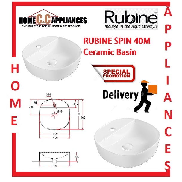 RUBINE SPIN 40M Ceramic Basin | Shopee Singapore