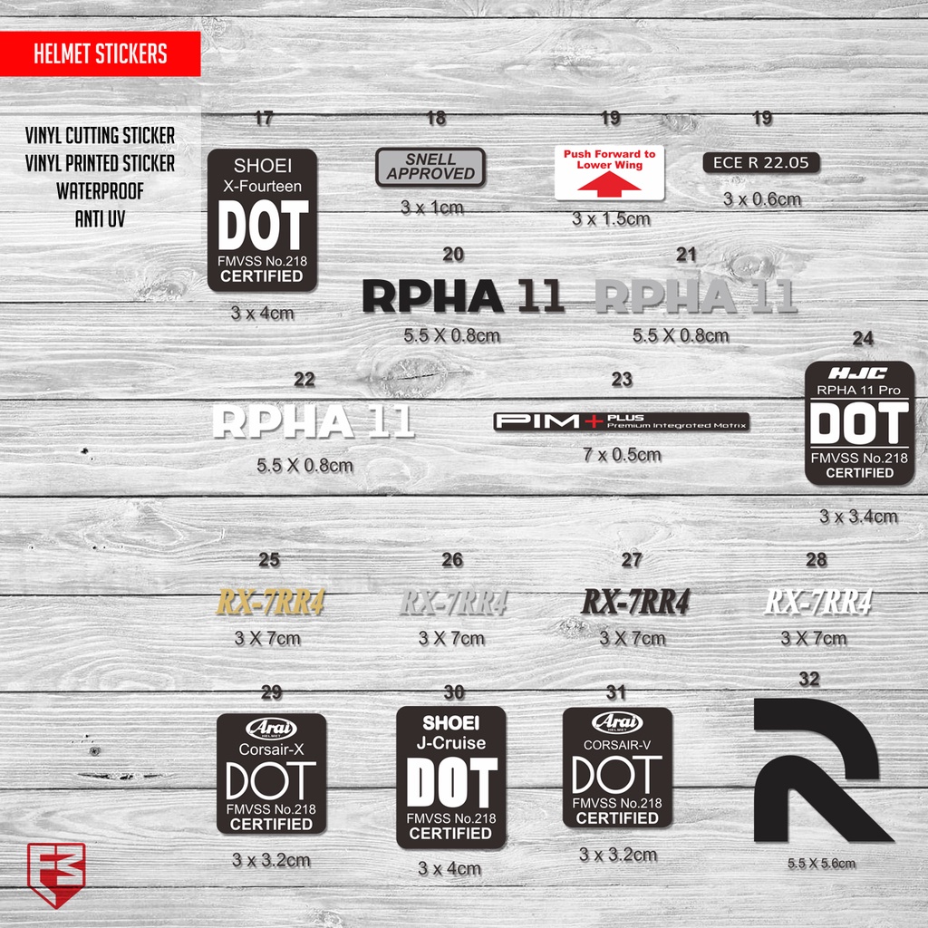 Helmet Logo Sticker Catalog 2 Repaint Repair Modification kyt ink zeus ...