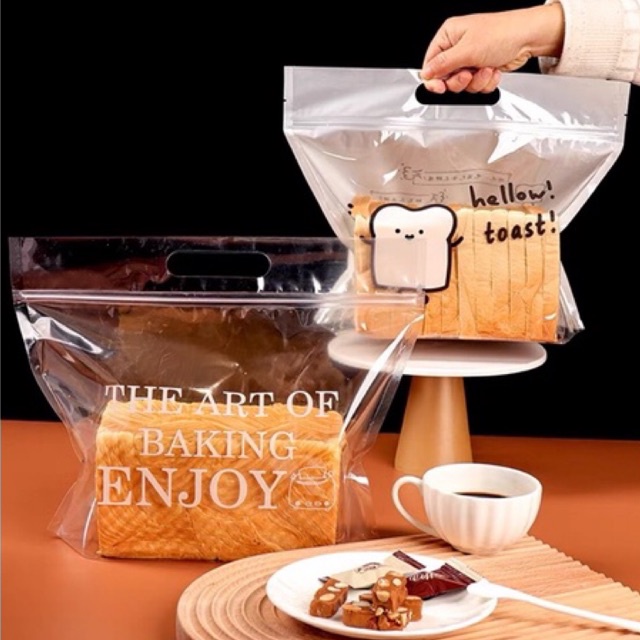 10pcs Reusable Toast Bread Bag 450g Loaf Portable Bekas Roti Plastik ...