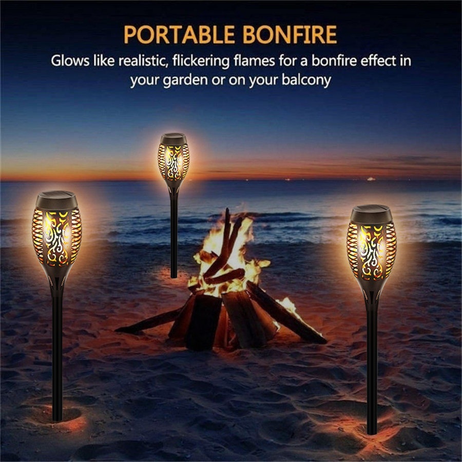 1PACK 12LED Tiki Flickering Torch Solar Lights Waterproof Outdoor Mini ...