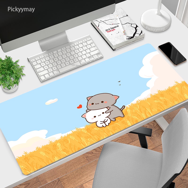 Cute Anime Mouse Pad Peach Mochi Cat Desk Mat Computer Deskmat Mousepad ...