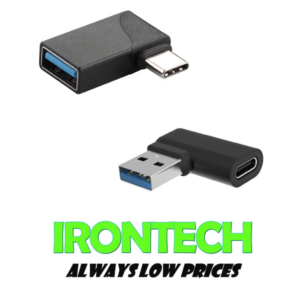USB3.0 Type-c Male 90 Degree Left Right Angle Plug to USB 3.0 Female ...