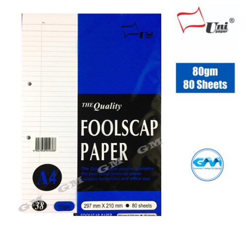 Uni Foolscap Paper A4 Broad Line Single Line 80 Sheets 80gsm | Test Pad ...