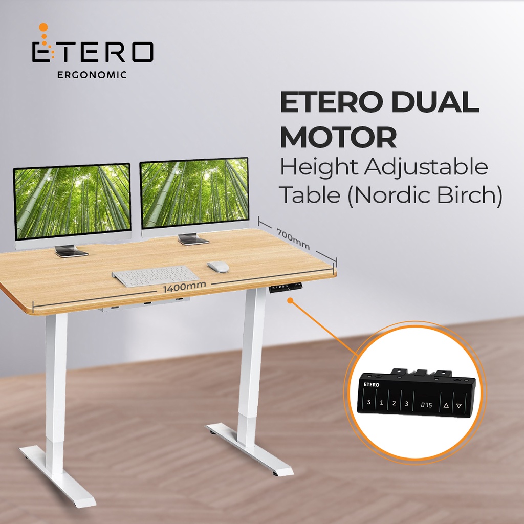 Advance Dual-Motor Electric Height Adjustable Desk, 140x70 or 120x60cm ...