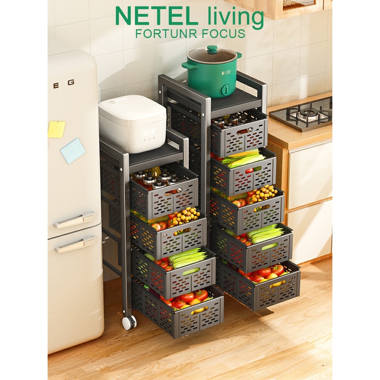 NETEL Kitchen Rack Corner Storage Rack Kitchen Trolley Cabinet Under ...