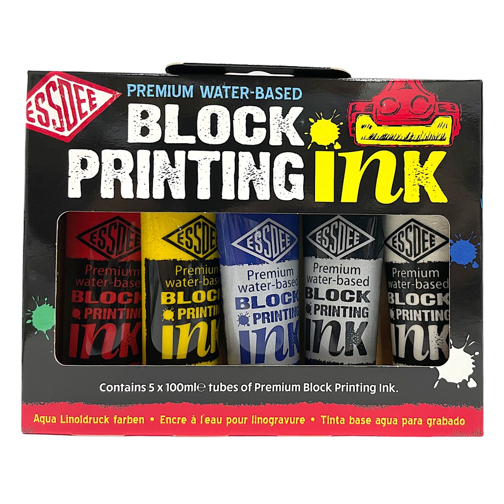 Essdee 5col x 100ml Premium Water-Based Block Printing Ink Primary ...