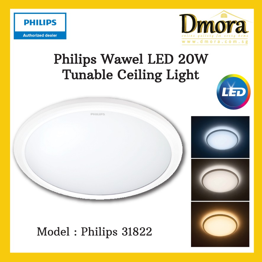 Philips Wawel 31822 Ceiling Light STEP LED WHT 20W TUNABLE - 3 tone | Shopee Singapore