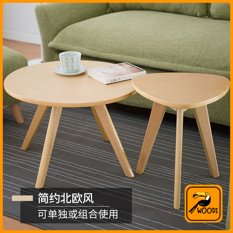 Coffee Table Solid Wood Round Small Coffee Table | Shopee Singapore