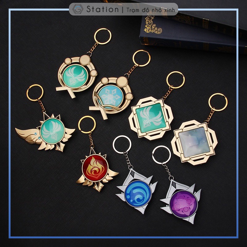 Elemental Vision Keychain Thao Loi Feng Ice Water Fire Lava Mondstadt ...