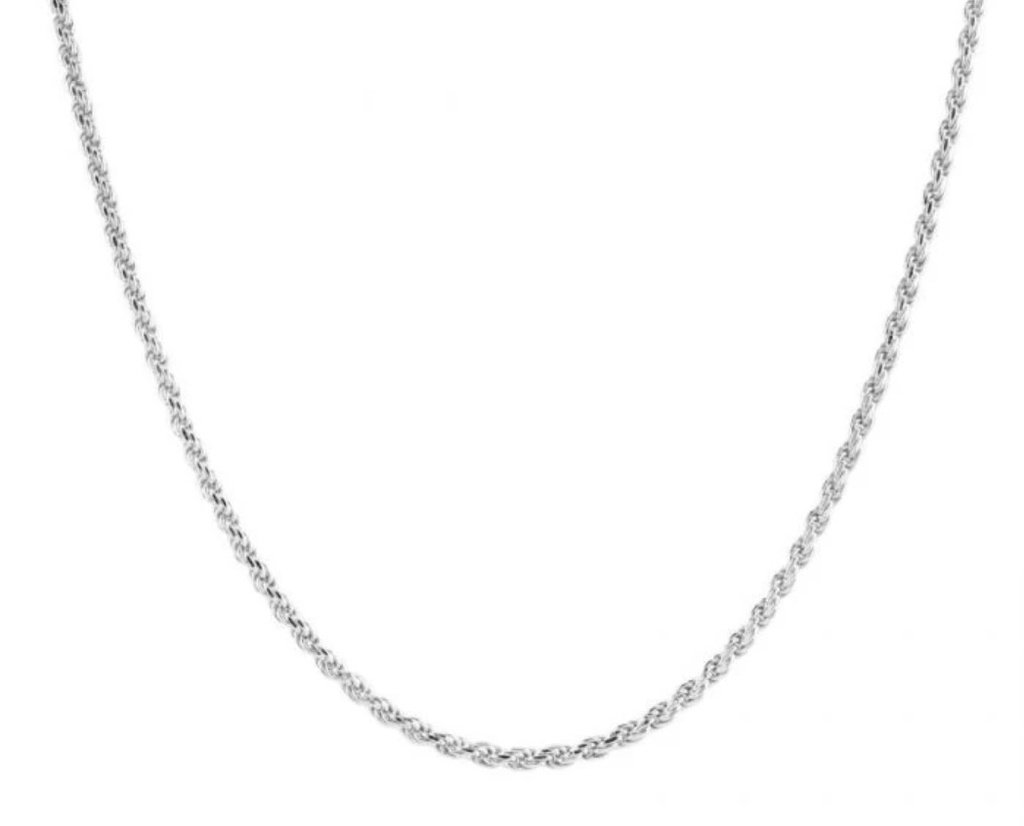 AGALIL Italy 925 Sterling Silver 1.8 mm Rope Chain. 16 18 20 22 24 26 ...