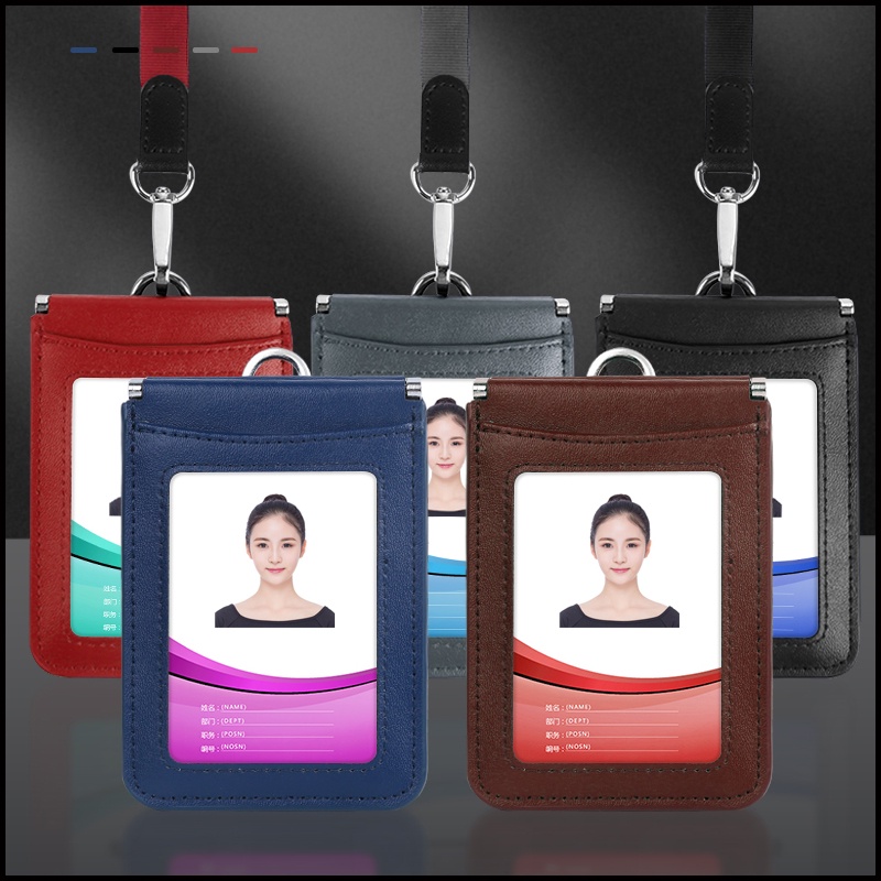 NEW Top Grade Genuine Leather ID Badge Holder Business Cards Holders ...