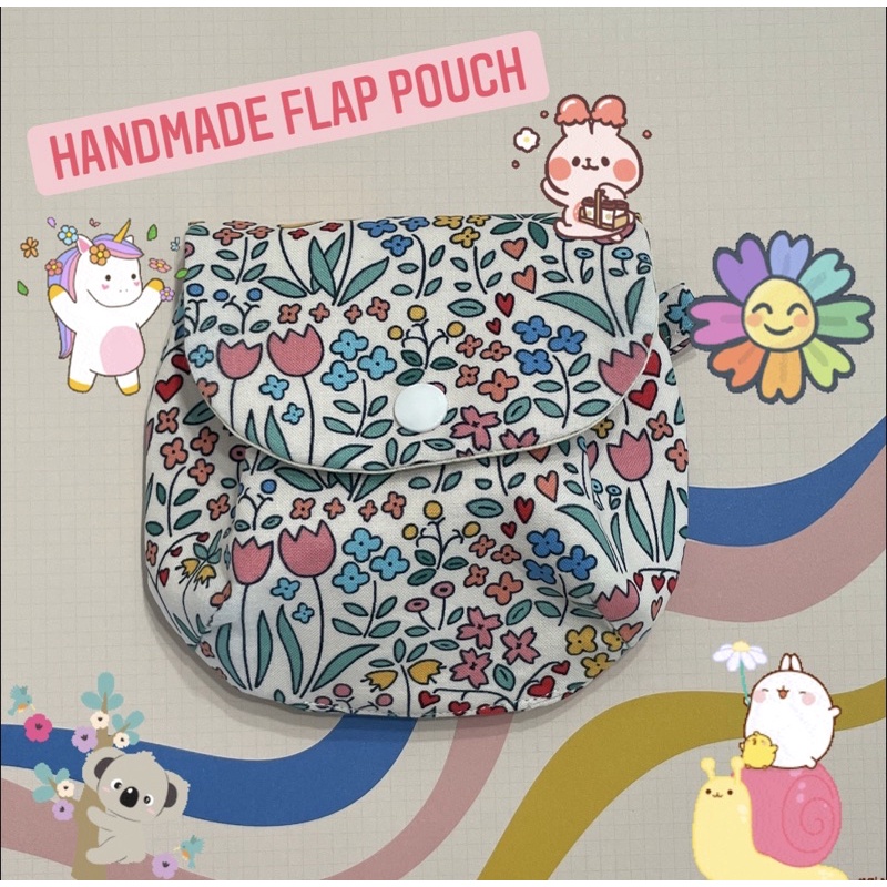 Mini Flap Fabric Pouch with hook for optional wrist strap (*wrist strap ...