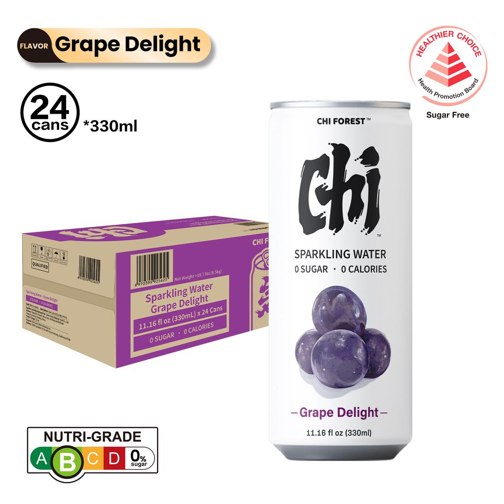 Chi Forest Grape Delight Soda Sparkling Water Drink 330ml x 24 Cans | Shopee Singapore