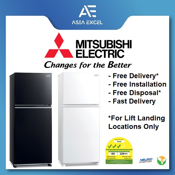MITSUBISHI MR-FX47EN 363L BLACK/WHITE TOP FREEZER REFRIGERATOR | Shopee ...