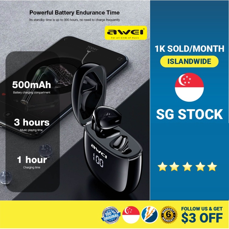 ePower AWEI T28P Pro TWS Bluetooth Headsets Wireless Earbud Gaming Mini ...
