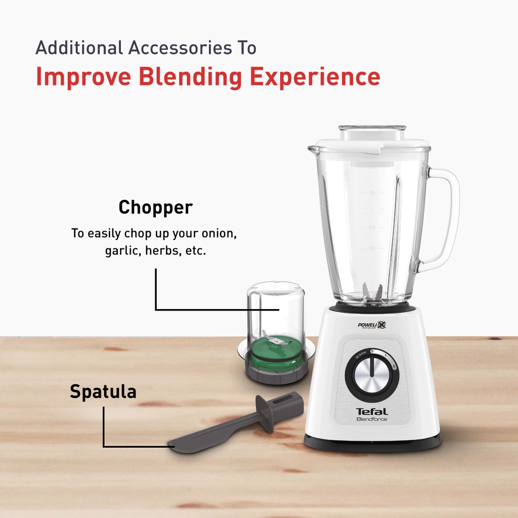 Tefal Blendforce 2 Glass Blender BL4361 - 800W, 2 speeds & pulse, 1.75L thermal shock resistant ...