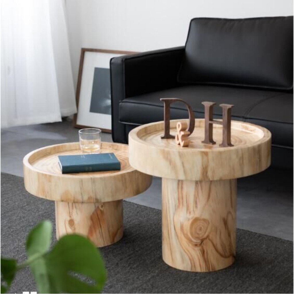 SS 008 Solid Wood Tree Stump Coffee Table/Side Table | Shopee Singapore