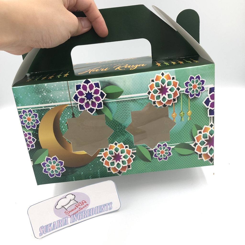 Small Green Hari Raya Box Handle Type 1pcs BOX RAYA AIDILFITRI BOX ...