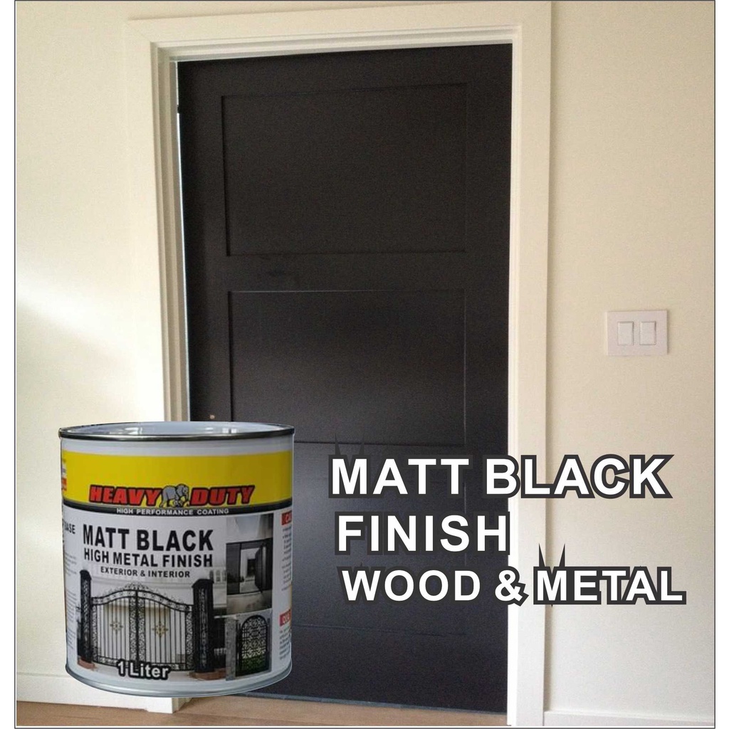 BLACK MATT ( 1L ) Matt HEAVY DUTY PAINT HIGH ENAMEL PAINT FOR WOOD ...