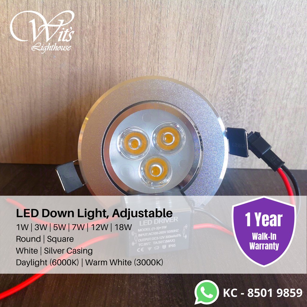 LED Downlight, Adjustable, Recessed(Round/Square ; Silver/White Casing ...