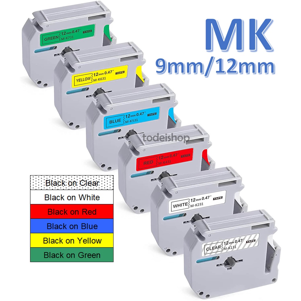 [9mm/12mm] MK231 MK-231 M-K231 M231 Compatible Brother P-Touch M Tape M ...