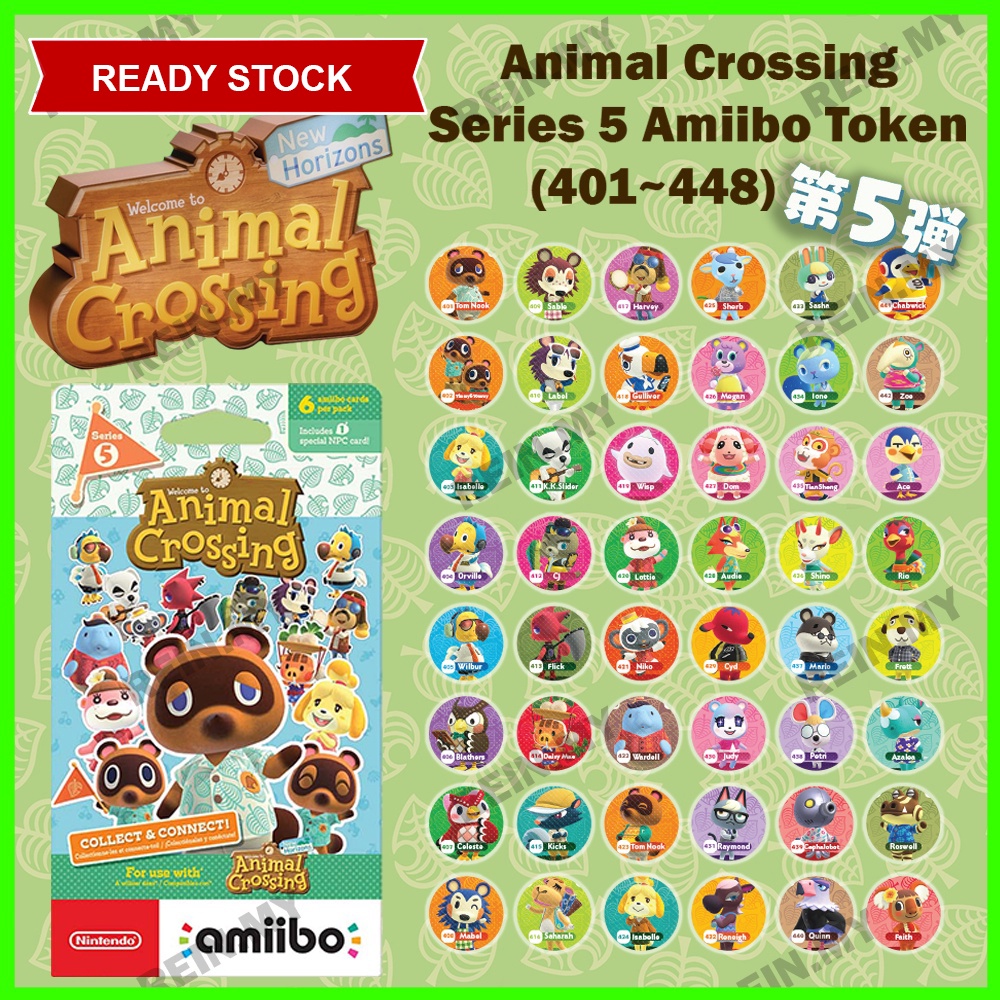 Shasa Shino Ione Raymond Judy Dom Animal Crossing Amiibo Tokens Coins ...