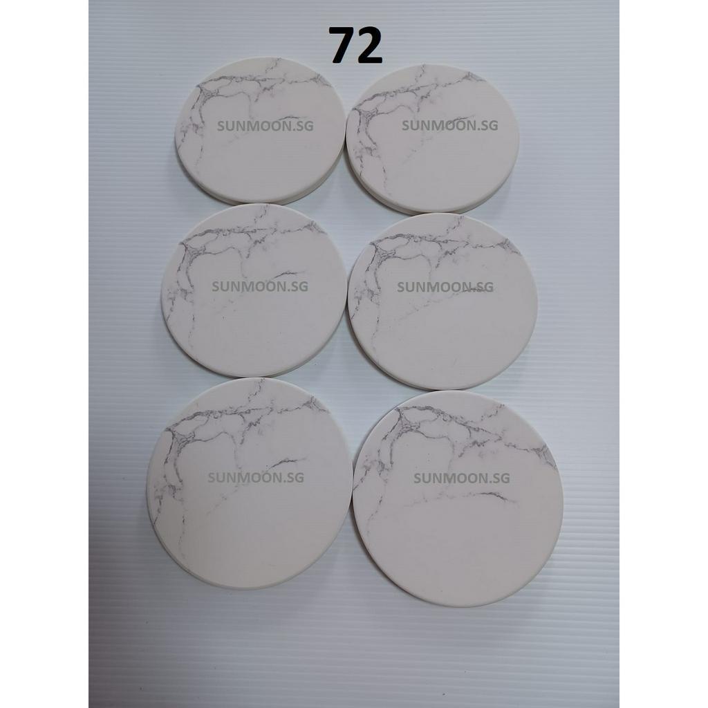 6PCS ~ NEW Diatomite Coaster Quick Drying Marble Design Diatomite ...