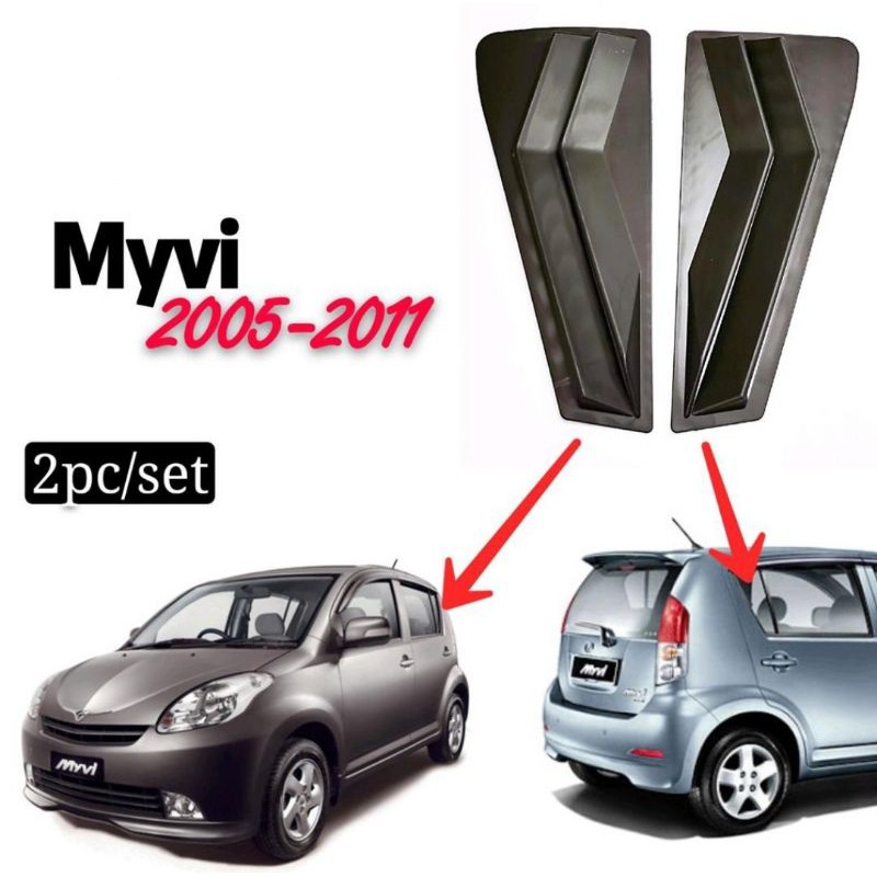 2pcs Perodua Myvi Sporty Window Cover Matte Black Rear Side Mirror ...