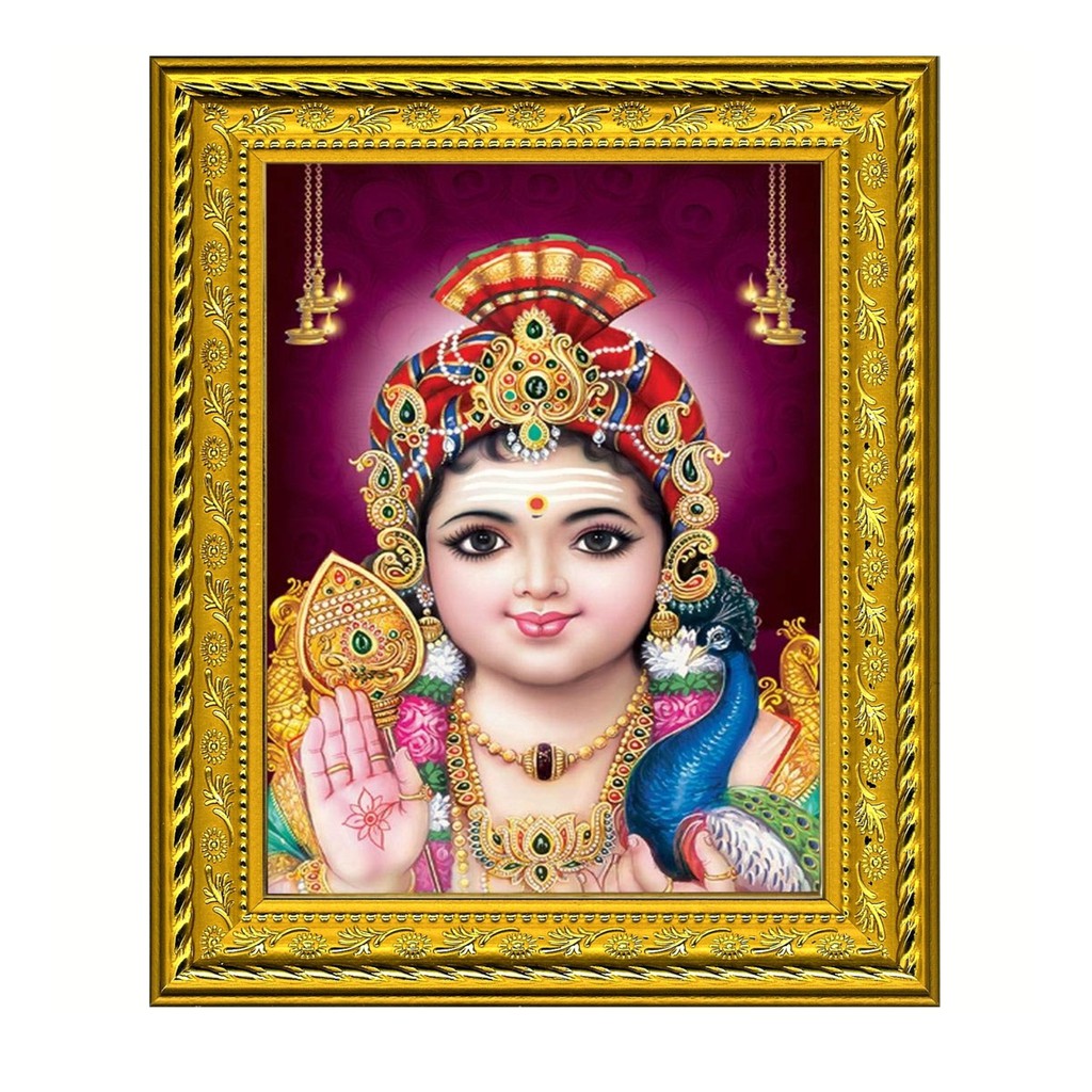 Satvik Lord Murugan, Swamy Kartikeya Designer Golden Photo Frame for ...