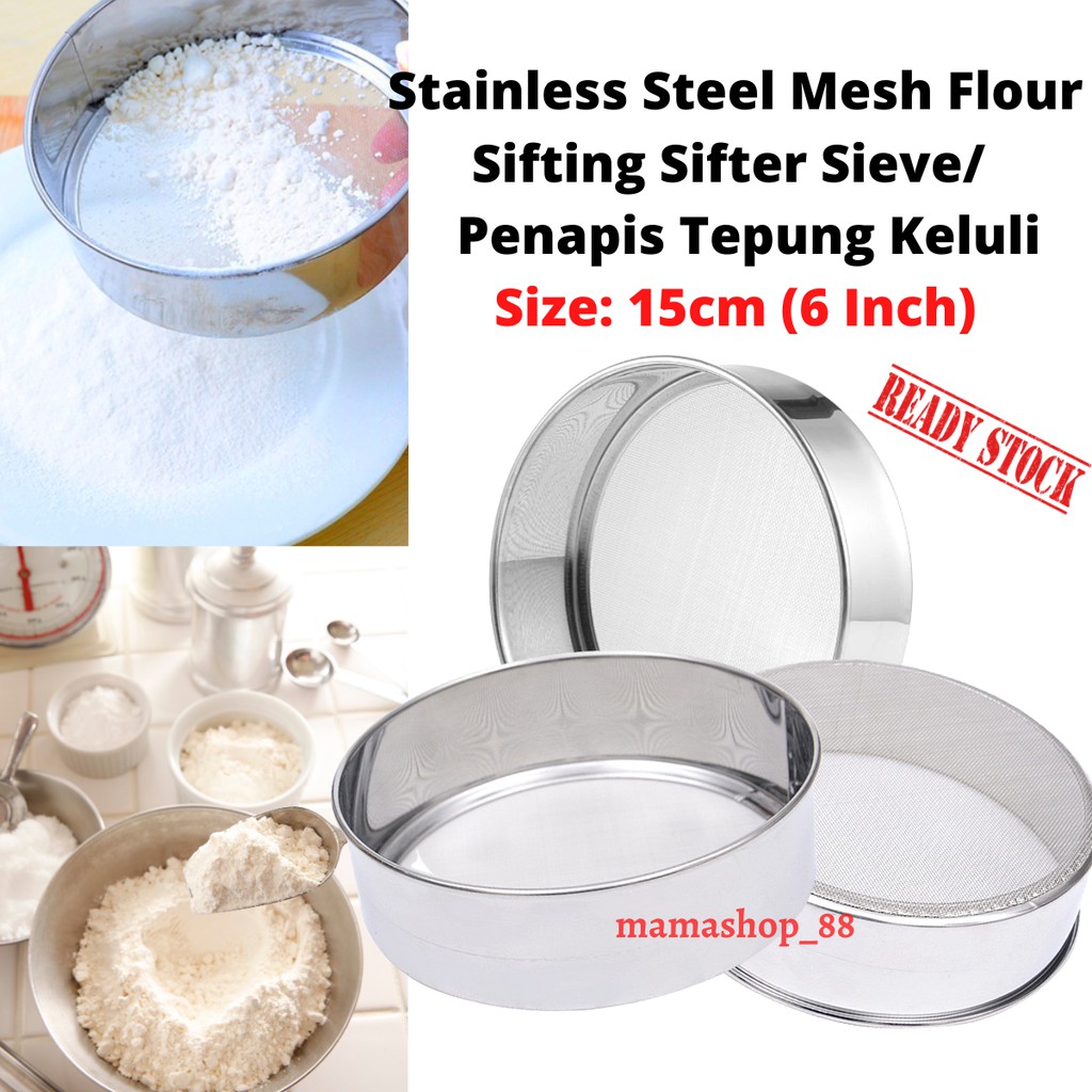 Thick Stainless Steel Mesh Flour Sifting Sifter Sieve / Penapis Tepung ...