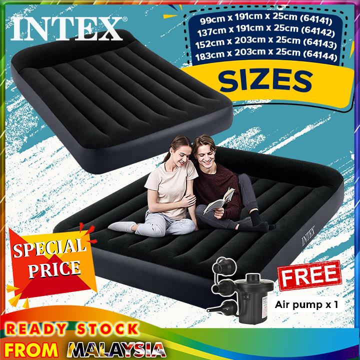 INTEX 4 Sizes Queen King Single Build-In Pillow Inflatable Airbed Air ...