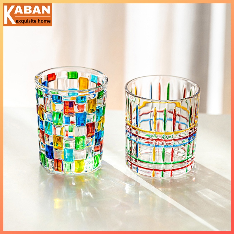 Creative water glass New hand-painted glass ins style colored glass ...