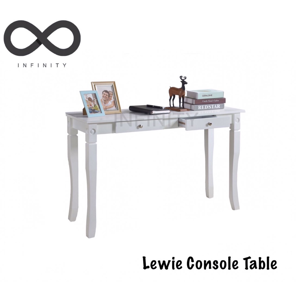 Infinity Lewie Console Table with 2 Drawers / Solid Wood Leg (Black ...