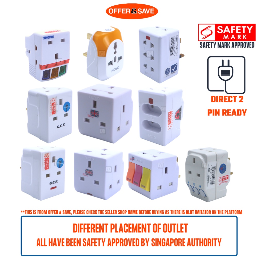 3 Way Multi Adaptor / Plug / 2 Pin Direct / With Neon Indicator ...