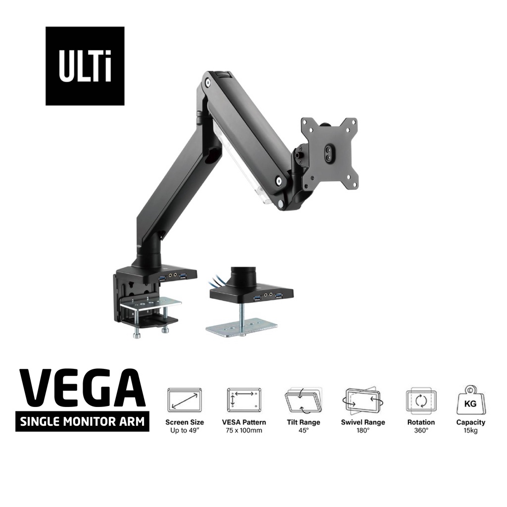 ULTi Ti Premium Aluminium Heavy Duty Gas Spring Arm for 38, 43, 49 Inch ...