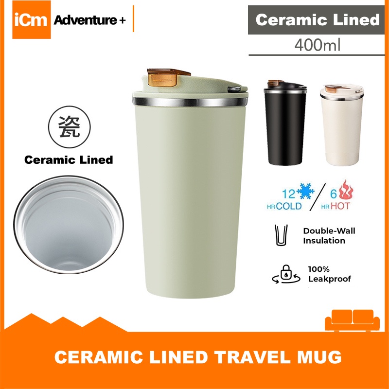 Ceramic lined Thermal coffee cup (400ml) ceramic termos mug | Shopee ...