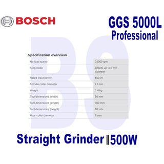 BOSCH GGS 5000L Professional Straight Grinder 500W | Shopee Singapore