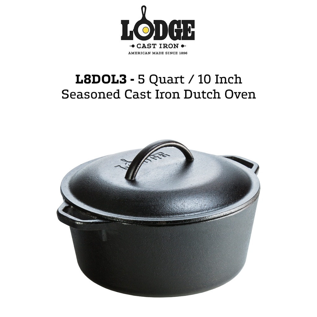 L8DOL3 - Lodge 5 Quart / 10 Inch (4.73ℓ/25.4cm) Seasoned Cast Iron ...