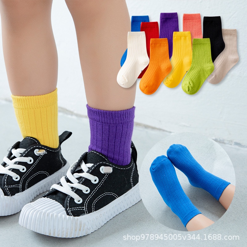 Solid Color Baby Kids Cotton Sock Newborn Boy and Girl Soft Elastic ...