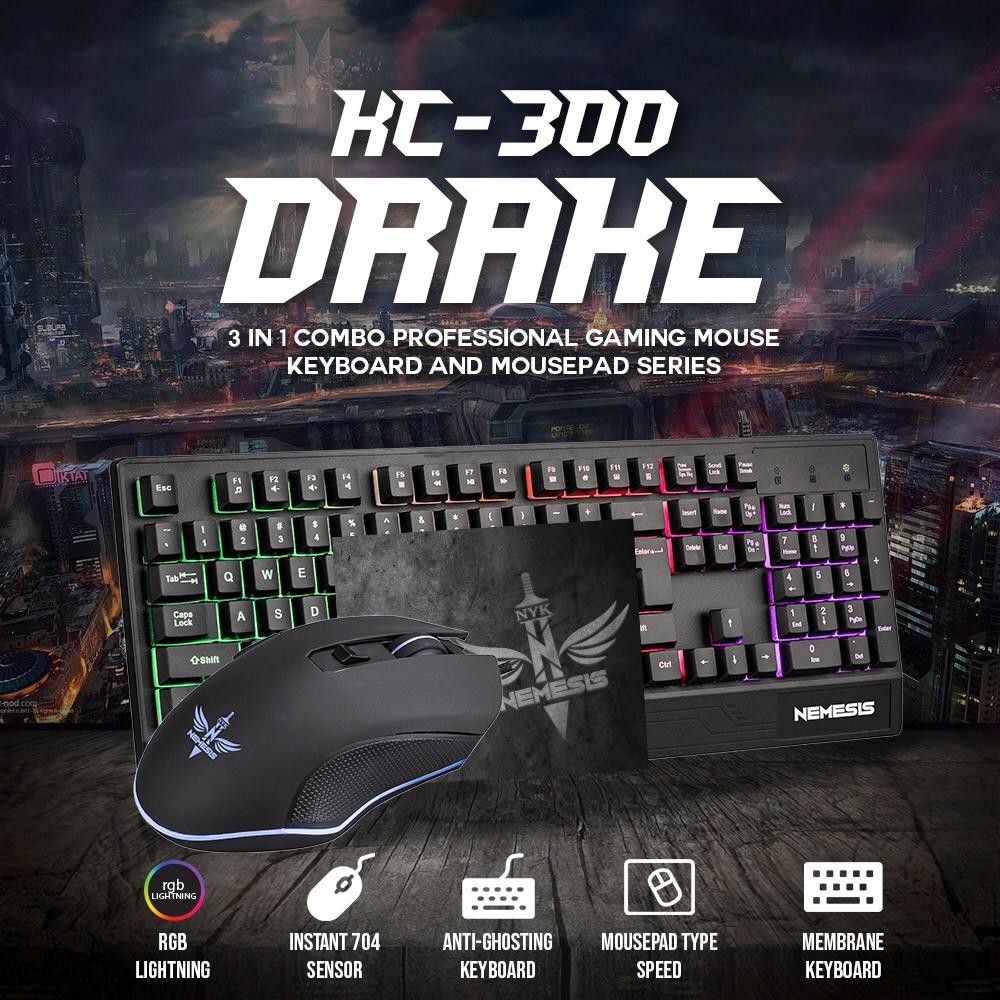 Nemesis KC300 GAMING COMBO KEYBOARD BUY ONE GET 3 (MOUSE KEYBOARD AND ...