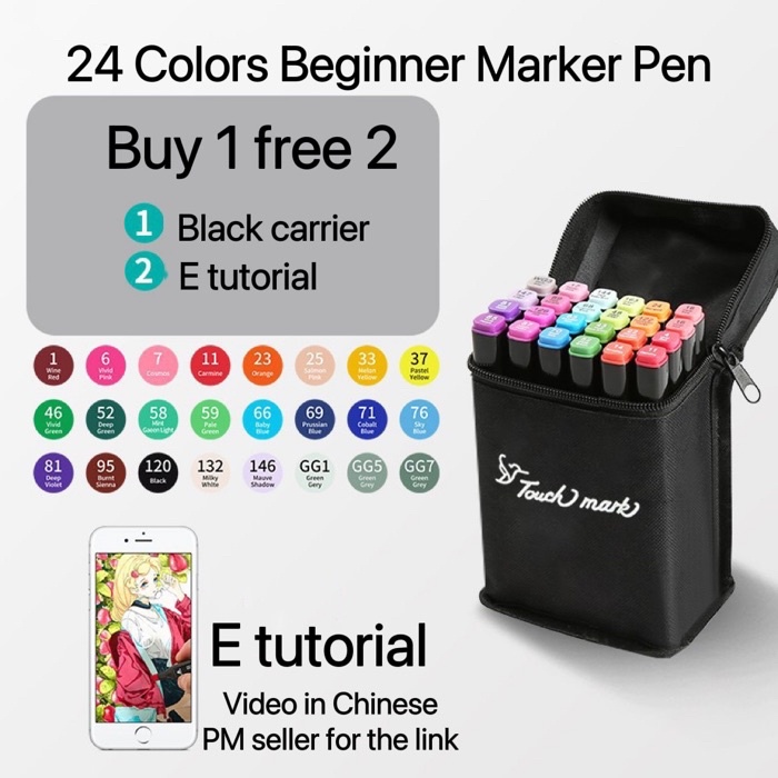 [SG Stock] Original Touch Mark Art Marker With Carrier Dual Head ...